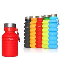 China Stocked Portable Silicone Sports Bottle for Travel Gym Camping Leak Proof and Foldable for sale