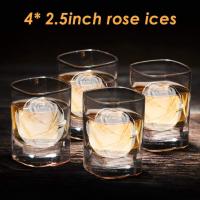 China Silicone Rose Ice Ball Maker Easy Release Large Ice Cube for Cocktail Snack Trays for sale