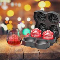 China Silicone Rose Ice Ball Maker Easy Release Large Ice Cube for Cocktail Snack Trays for sale