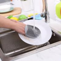 China Double Side Silicone Sponge Dish Washing Brush for Stain-resistant Kitchen Cleaning for sale