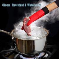 China Double Oven Mitts for Kitchen Cooking BBQ Baking Heat Resistant Silicone Hand Gloves for sale