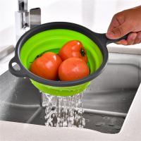 China Kitchen Tools Round Basket Collapsible Colander Sink Strainer Set with PP TPR Handle for sale