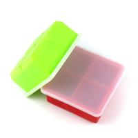 China Custom Logo 116g Bpa Free Silicone Ice Cube Tray With Lid Mold Shape Supply for sale