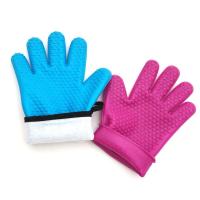 China Logo Customized Heat Resistant Silicone Cooking Gloves for Hot Pot Holder in Kitchen for sale
