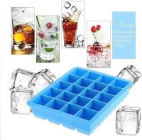 China Silicone Ice Cube Tray 15*12.3*2.3cm for Freezer Easy Release Square Shaped Ice Mould for sale