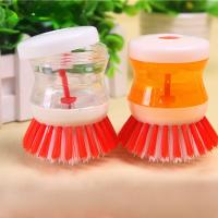 China Kitchen Cleaning Brush with ABS Handle Soap Dispensing Plastic Dishwashing Brush for sale