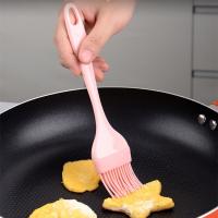 China Pink Silicone Scraper Three-piece Set Heat Resistant Spatulas BBQ Brush Baking Tools for sale