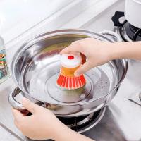 China Kitchen Cleaning Brush with ABS Handle Soap Dispensing Plastic Dishwashing Brush for sale