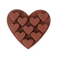China Disposable Dark Red Silicone Soap Mold for 10 Heart-Shaped Chocolate Kitchen Supplies for sale