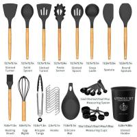 China 24 Pieces Non-Stick Wooden Handle Silicone Kitchen Gadget Set with Customized Options for sale