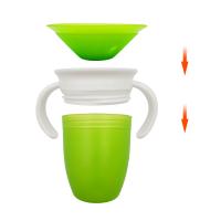 China Double Handle Pink Silicone 360 Degrees Rotated Baby Learning Drinking Cup for Toddler for sale