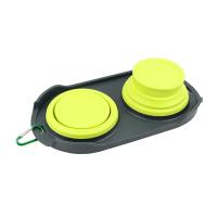 China Collapsible Travel Pet Bowl Silicone Double Cat Dog Bowl for Pet Owners on the Go for sale