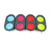 China Collapsible Travel Pet Bowl Silicone Double Cat Dog Bowl for Pet Owners on the Go for sale