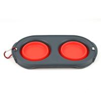 China Collapsible Travel Pet Bowl Silicone Double Cat Dog Bowl for Pet Owners on the Go for sale