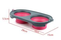 China Collapsible Travel Pet Bowl Silicone Double Cat Dog Bowl for Pet Owners on the Go for sale