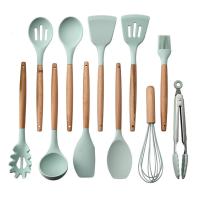 China 12-Piece Silicone Kitchen Utensil Set with Wooden Handles Your Kitchen's Best Friend for sale