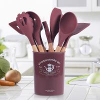 China 12-Piece Silicone Kitchen Utensil Set with Wooden Handles Your Kitchen's Best Friend for sale