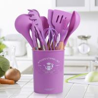 China 12-Piece Silicone Kitchen Utensil Set with Wooden Handles Your Kitchen's Best Friend for sale