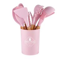 China Silicone Kitchen Utensils with Wooden Handles 12 Pieces Cooking Tools Kitchenware for sale