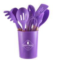 China Silicone Kitchen Utensils with Wooden Handles 12 Pieces Cooking Tools Kitchenware for sale