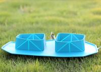 China Outdoor Folding Double Bowl Pet Travel Silicone Dog Bowl with Anti-slip Silicone Mat for sale