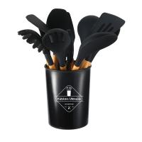 China Silicone Kitchen Utensils with Wooden Handles 12 Pieces Cooking Tools Kitchenware for sale