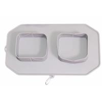 China Outdoor Folding Double Bowl Pet Travel Silicone Dog Bowl with Anti-slip Silicone Mat for sale
