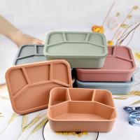 China Food Grade Silicone Bento Lunch Box Collapsible Container with Lid and 4 Compartments for sale