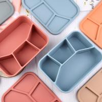 China Food Grade Silicone Bento Lunch Box Collapsible Container with Lid and 4 Compartments for sale
