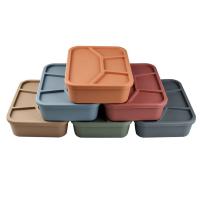 China Food Grade Silicone Bento Lunch Box Collapsible Container with Lid and 4 Compartments for sale