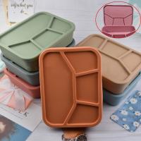 China Food Grade Silicone Bento Lunch Box Collapsible Container with Lid and 4 Compartments for sale