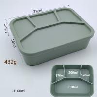 China Food Grade Silicone Bento Lunch Box Collapsible Container with Lid and 4 Compartments for sale