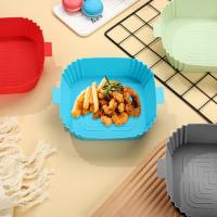 China Sustainable Air Fryer Silicone Pot Liner Tray Pan for Baking Mat and Basket Square for sale