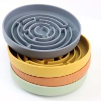 China Custom Logo Pet Bowls Feeders Round Maze Silicone Slow Feeder with Stocked Suction Mat for sale