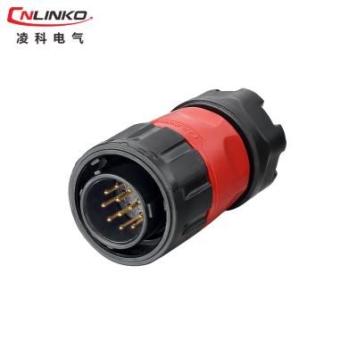 China Cnlinko YM 24 11 Pin Plastic Circular Single Hole Waterproof Aviation Plug Connector IP68 Male and Female Socket Power Connector for sale
