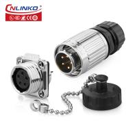 China 5 Pin Connector Male Female Panel Mount, CNLINKO YW-20 5 Pin Industrial Power Plug to Socket Metal Connector for sale