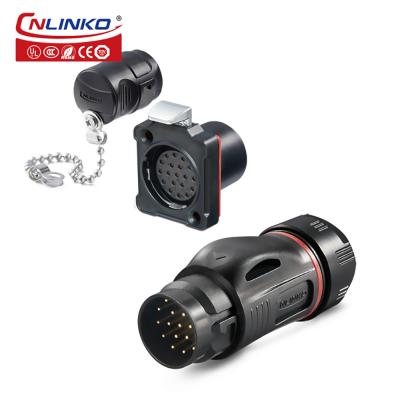 China CNLINKO BD24 Plastic 19 Pin Industrial Waterproof Cable Panel Mount Connector for sale