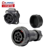 China Cnlinko DL-28 IP68 Plastic 50A 500V AC Industrial Circular Female Power Connector 5 Pin Waterproof Connector for sale