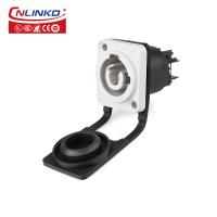 China CNLINKO Gray PBt Plastic 3 Pin Power-in Female Powercon Plug Socket Cutout Size 24mm Panel Mount Waterproof Industrial Connector for sale
