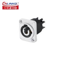China CNLINKO Gray PBt Plastic 3 Pin Power-in Female Powercon Plug Socket Cutout Size 24mm Panel Mount Waterproof Industrial Connector for sale