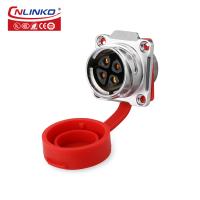 China CNLINKO Industrial High Current Solar Battery Waterproof Rotary Power 220vac Male Female Plug Socket 4 Pin IP68 Connector for sale