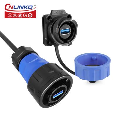 China Cnlinko YM24 USB 3.0 Panel Mount Data Connector IP68 Waterproof Usb Female Connectors for sale