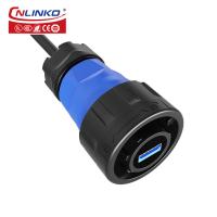 China Cnlinko YM24 USB 3.0 Panel Mount Data Connector IP68 Waterproof Usb Female Connectors for sale
