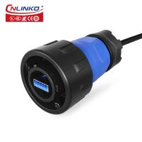 China Cnlinko YM24 USB 3.0 Panel Mount Data Connector IP68 Waterproof Usb Female Connectors for sale