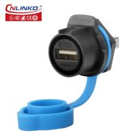 China CNLINKO LP20 USB 2.0 Ip68 Waterproof Industrial Plastic Dual Usb Wire Connector for sale