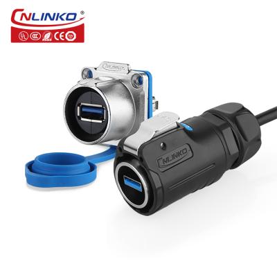 China Waterproof Cable Jack Double Port USB3.0 Connector Automotive for sale