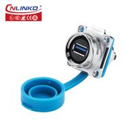 China CNLINKO Usb Cable Connector Panel Mount Plug Socket With Dust Cover Ip67 Waterproof Rugged Usb Connector for sale