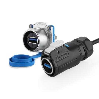 China USB Plug USB3.0 Waterproof IP68 USB Male Female LP24 Connector for sale