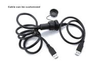 China CNLINKO Waterproof Black Shell Waterproof IP68 USB Female Solder Connector USB Data Cable Connector with Dust Plastic Cover for sale