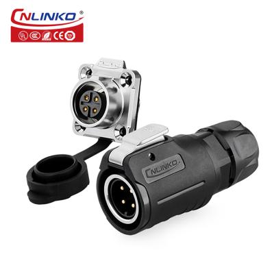 China CNLINKO M16 10A DC AC Power Supply Cables Connector Waterproof IP68 4 Pin Metal and Plastic Connector LED Lighting Plug Socket for sale